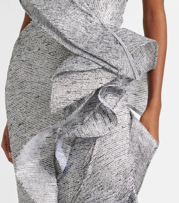 Maticevski Satellite Wave Ruffled Gown - Silver
