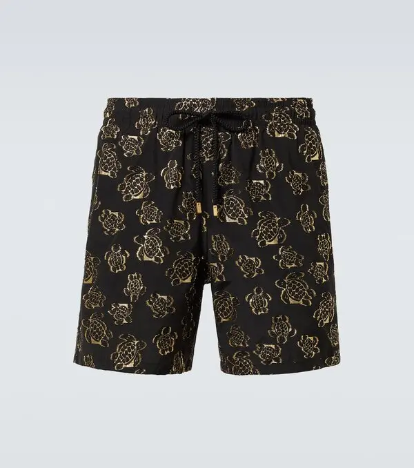 Vilebrequin Jacquard Embroidered Swim Trunks - Black
