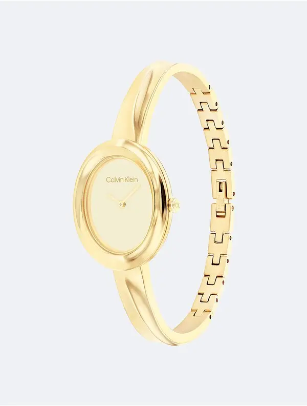 Calvin Klein Contoured Bezel Bangle Watch - Gold