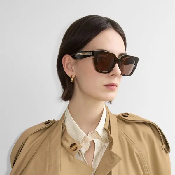 Burberry Inlaid Check Square Sunglasses