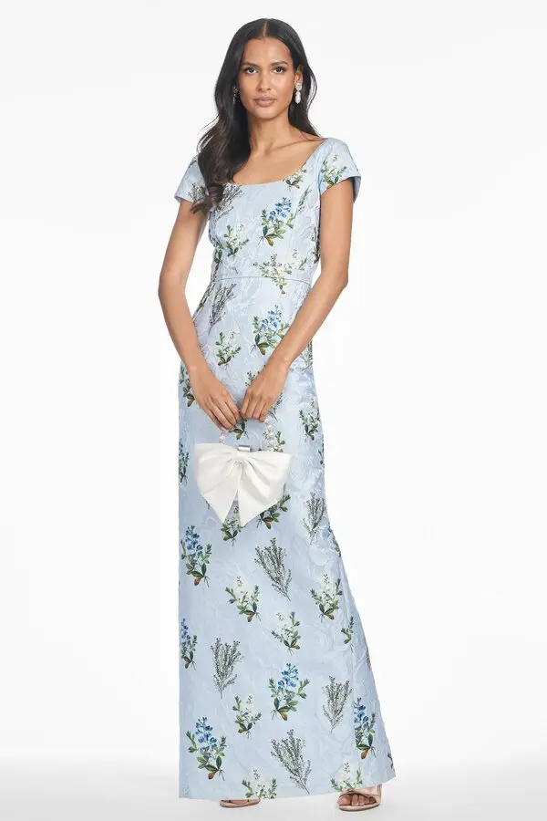 Sachin & Babi Printed Cloque Grace Gown