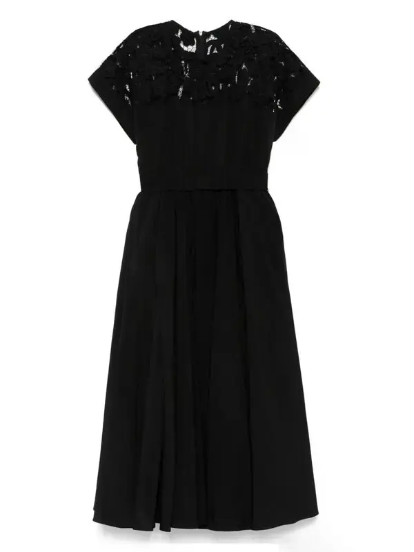 NISSA Lace-detailed Midi Dress - Black
