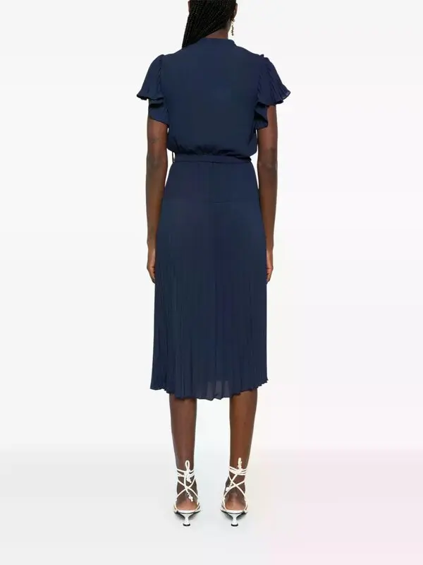 NISSA Pleated Midi Dress - Blue