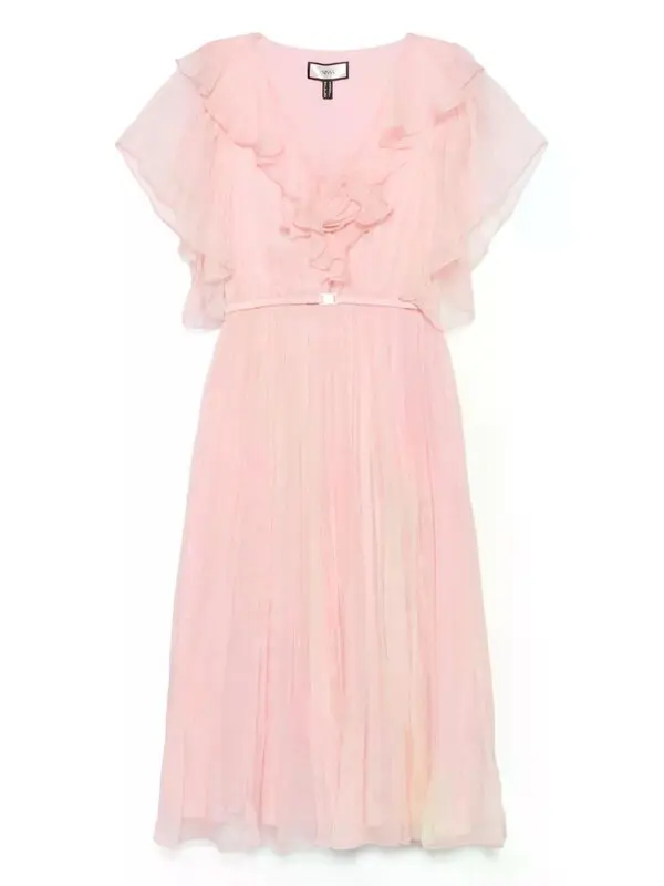 NISSA Floral-appliqué Midi Dress - Pink