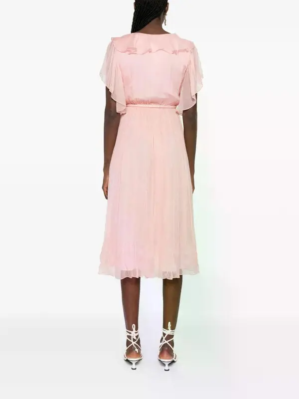 NISSA Floral-appliqué Midi Dress - Pink