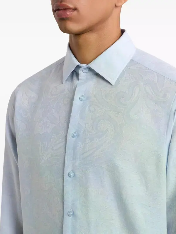 Etro Paisley-jacquard Cotton Shirt - Blue