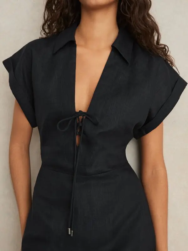 REISS Gwen Linen Mini Dress