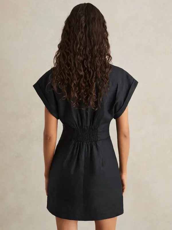 REISS Gwen Linen Mini Dress