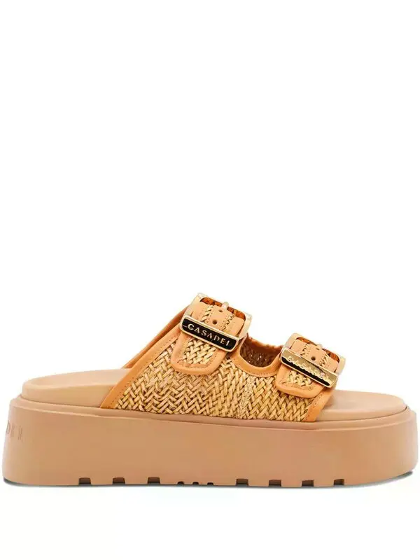 Casadei Birky Ale Woven Platform Sandals - Brown