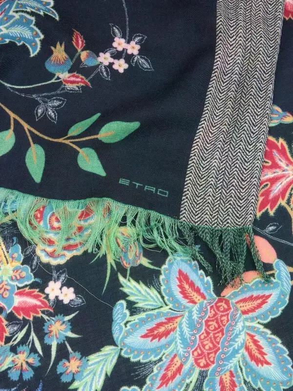 Etro Peacocks-print Wool Scarf