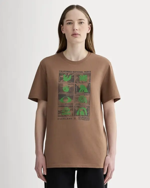 Everlane X Parks Project Organic Cotton Crew Neck T-shirt - Brown / Green / Forged Iron