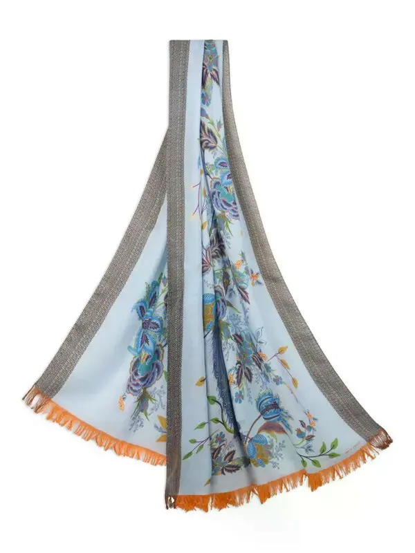 Etro Peacocks-print Wool Scarf