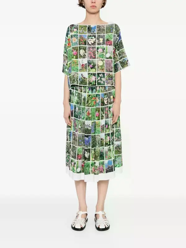 AGNÈS B. Graphic-print Pleated Skirt