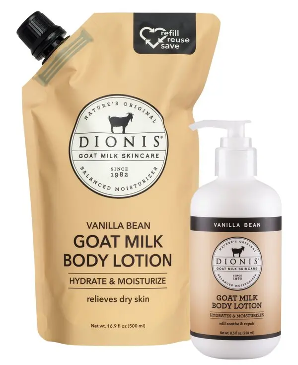 DIONIS GOAT MILK SKINCARE Vanilla Bean Goat Milk Body Lotion Refill Set