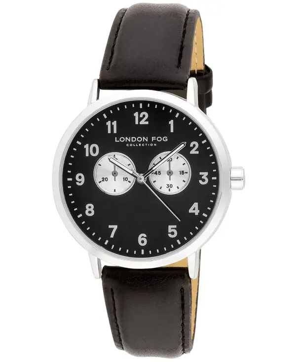 London Fog Whitehall Leather Watch - Black