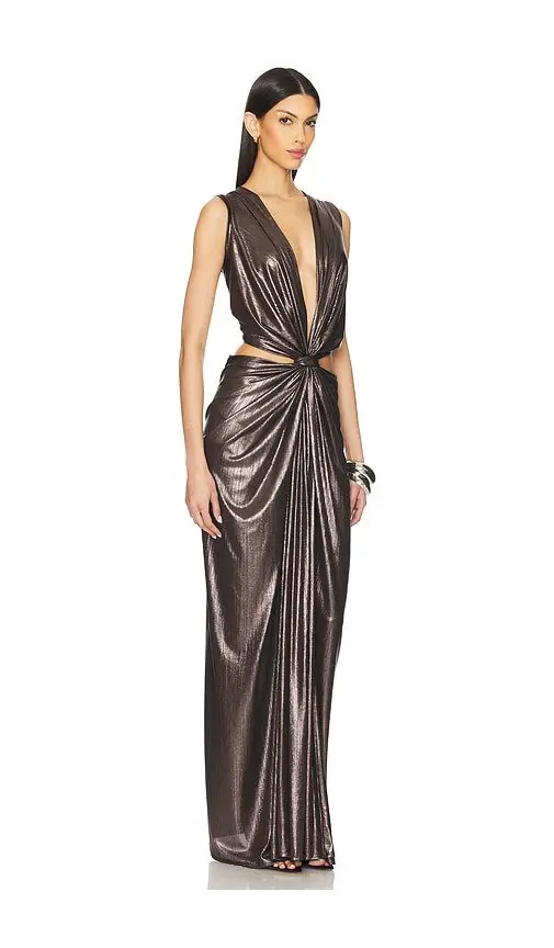 SID NEIGUM Floor Length Knot Dress - Brown