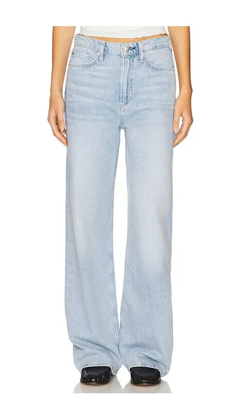 Rag & Bone Featherweight Logan Mid Rise Wide Leg Jeans - Blue