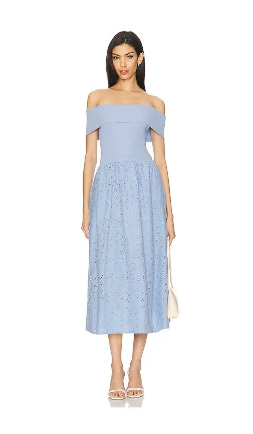 Astr The Label Mixed Media Off-shoulder Dress