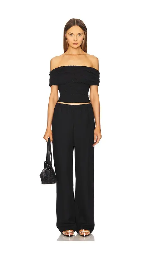 Astr The Label Off Shoulder Textured Knit Top