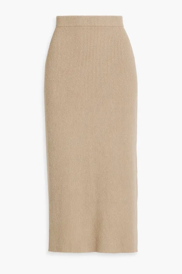 BY MALENE BIRGER Kyra Ribbed Ecovero™-blend Midi Skirt - Beige