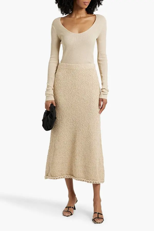 BY MALENE BIRGER Komi Bouclé-knit Cotton-blend Midi Skirt