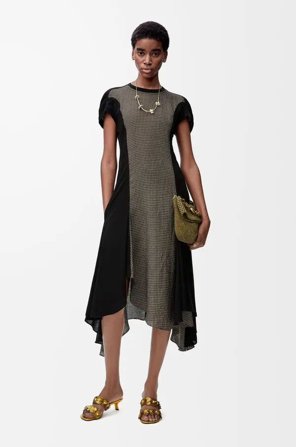 loewe linen dress Loewe Navy Oversized Linen Kaftan Dress Dress with Floral Print and Dr   Sellier