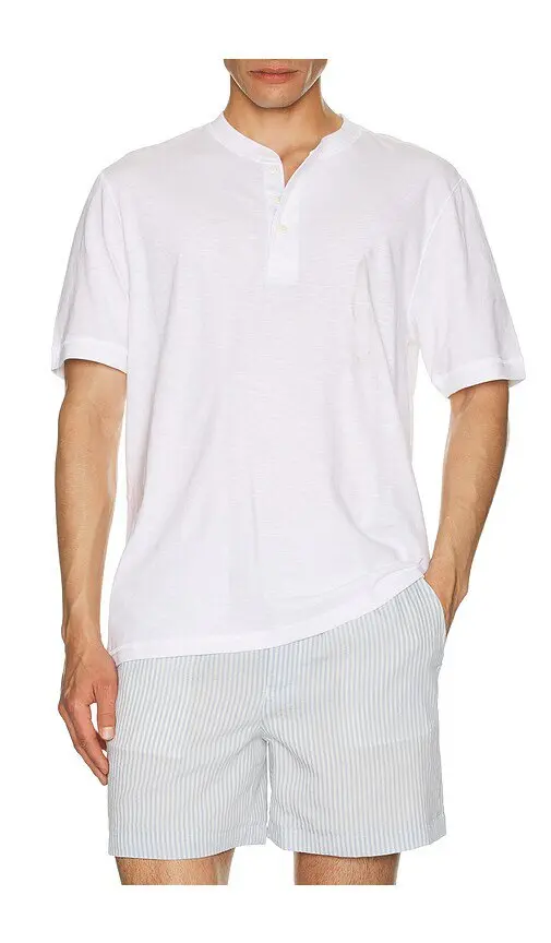 Faherty Brand Short Sleeve Sunwashed Henley - White