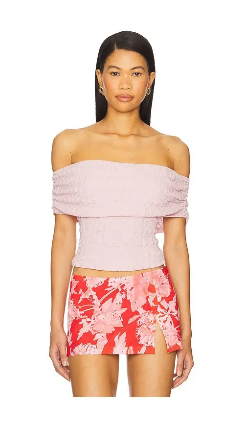 Astr The Label Off-shoulder Textured Knit Top