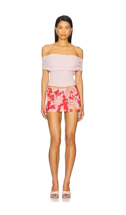 Astr The Label Off-shoulder Textured Knit Top