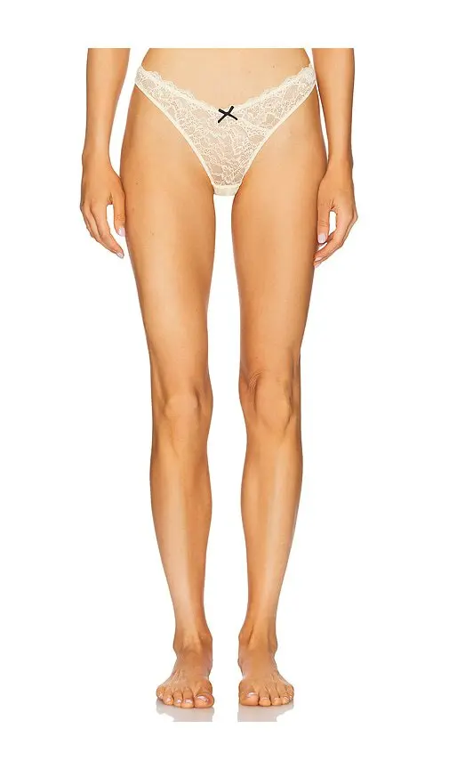 FLEUR DU MAL Bianca Lace Thong In Cream - Buttercup