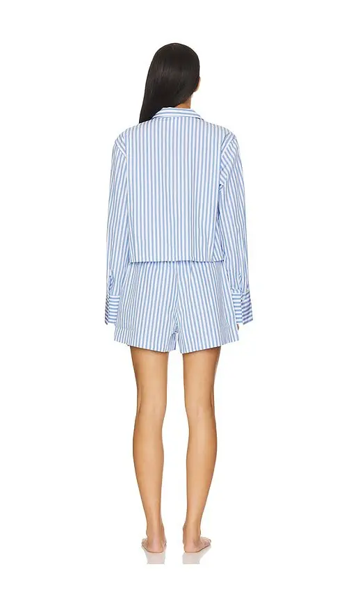 Polo Ralph Lauren Crop & Boxer Pj Set In Blue - White Cloud & Hydrangea