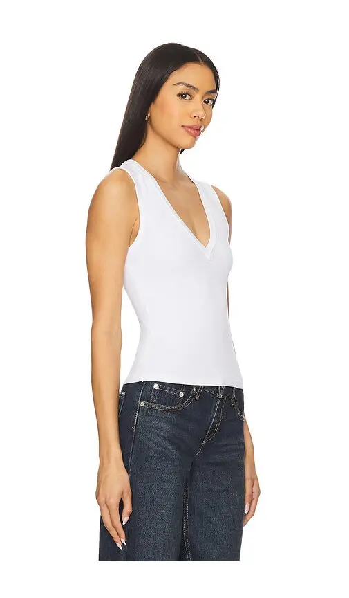 Free People Neria Tank Ribbed V-neck Sleeveless Top - Ivory