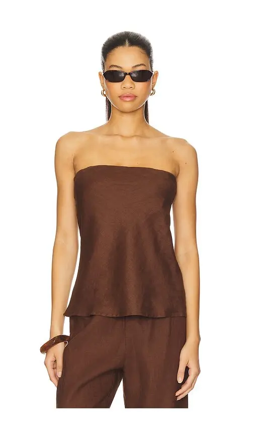 Donni. Linen Tube Top - Walnut | Editorialist