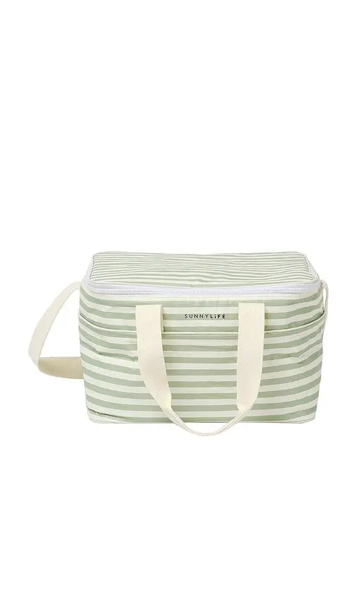 SUNNYLIFE Light Cooler Bag In Sage - La Palma Sage Stipe