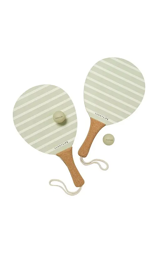 SUNNYLIFE Vintage Beach Paddles In Sage - La Palma Sage Stripe