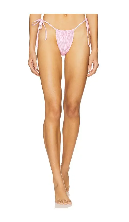 MORE TO COME Solare Bikini Bottom - Pink & White