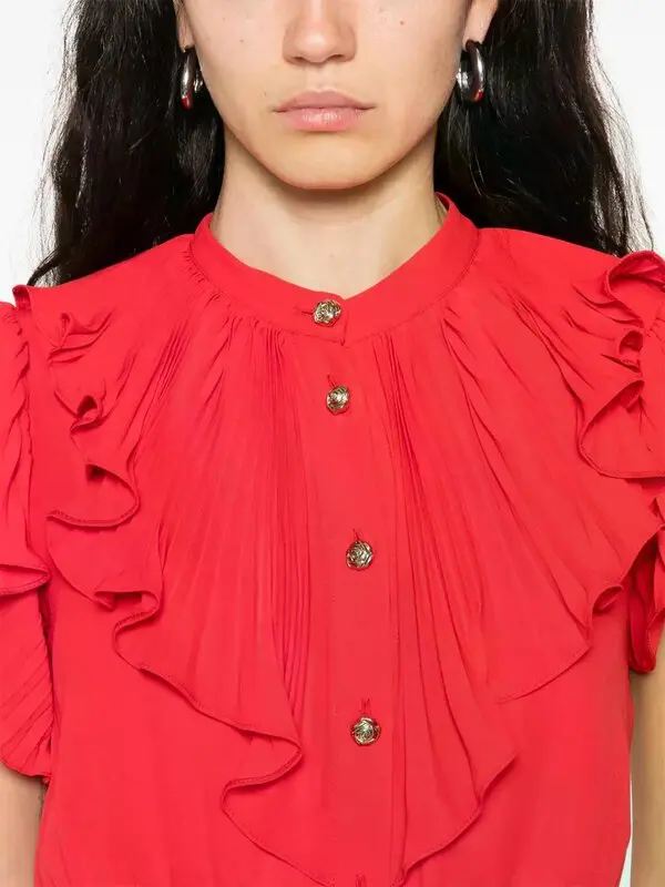 NISSA Pleated Midi Dress - Red