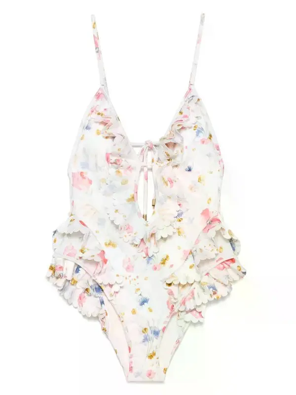 Zimmermann Lucky Waterfall One Piece Swimsuit - White