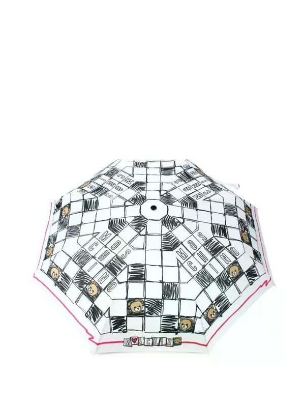 Moschino Checkerboard-print Umbrella - White