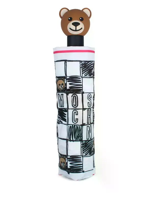 Moschino Checkerboard-print Umbrella - White