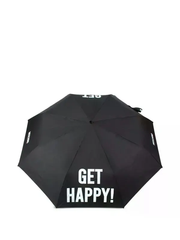 Moschino Slogan-print Compact Umbrella - Black