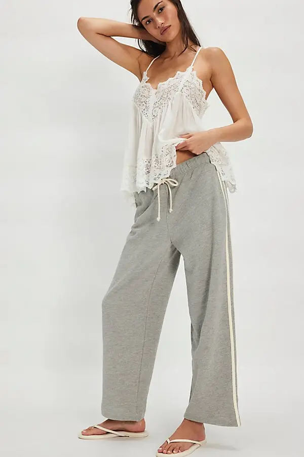 Donni. Eco-terry Stripe Crop Pants - Heather Grey