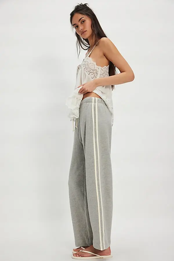 Donni. Eco-terry Stripe Crop Pants - Heather Grey