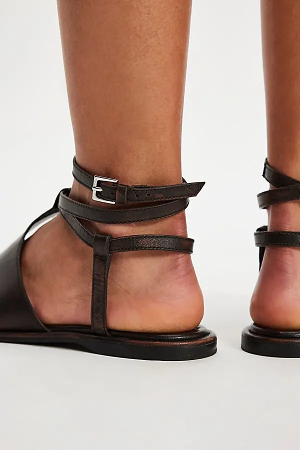 Free People All Aboard Asymmetric Sandals - Espresso