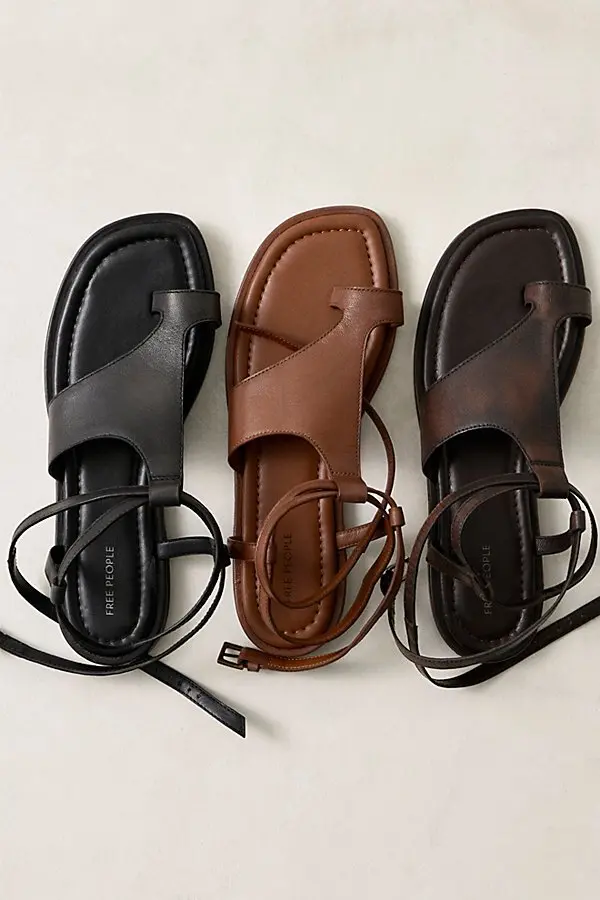 Free People All Aboard Asymmetric Sandals - Espresso