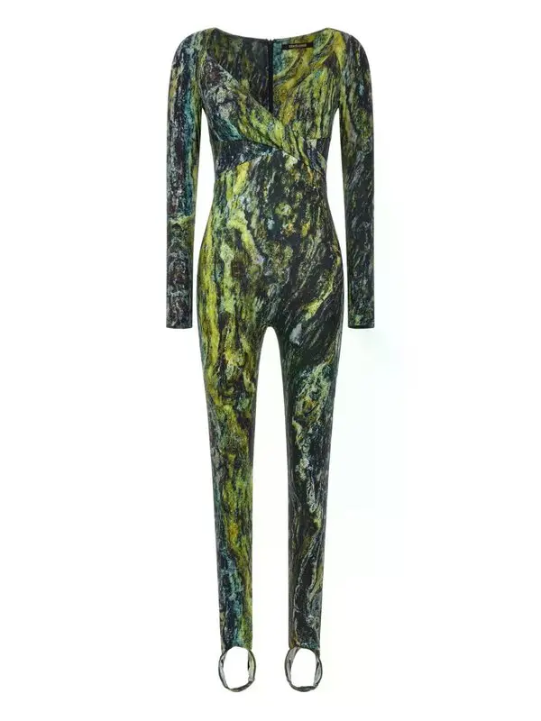Roberto Cavalli Marble-print Jumpsuit - Green