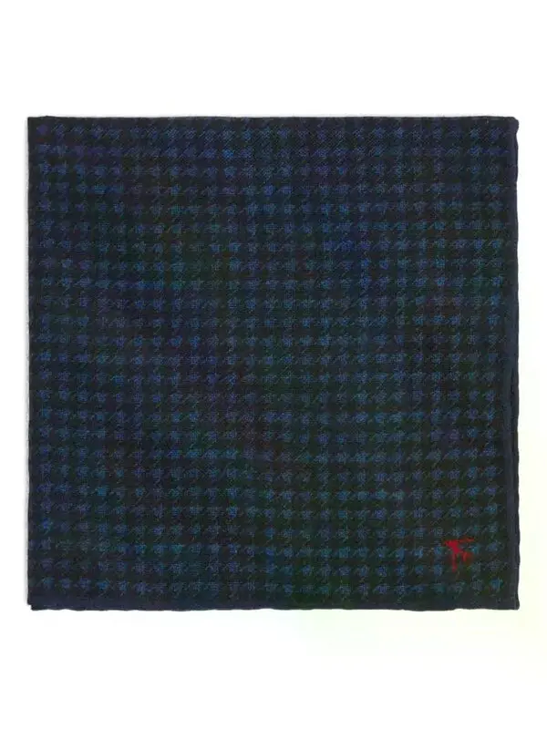 Isaia Check-print Scarf - Blue
