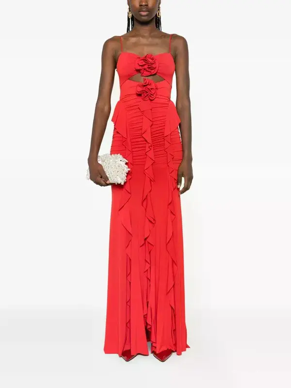 NISSA Floral-appliqué Maxi Dress