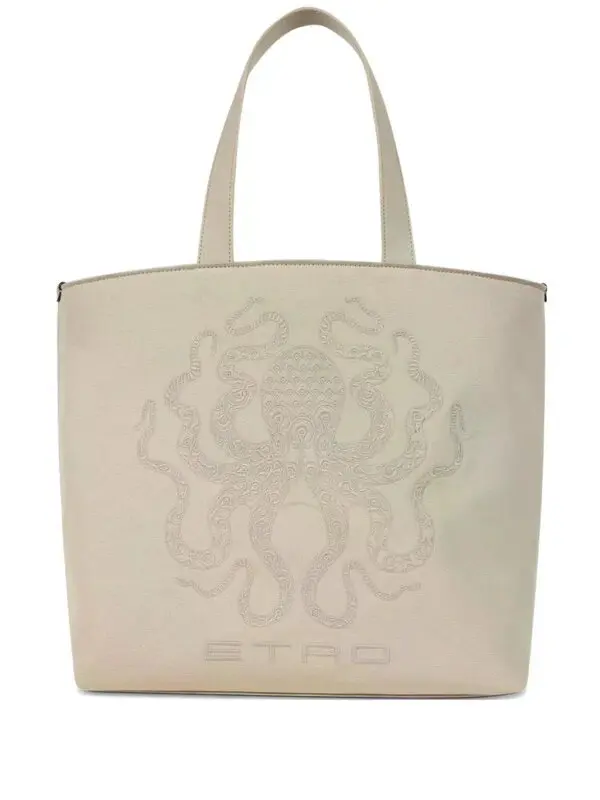 Etro Octopus-embroidered Tote Bag - Neutrals
