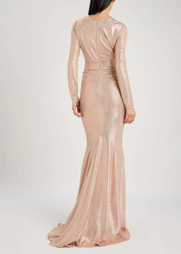 Talbot Runhof Wrap-effect Lamé Gown